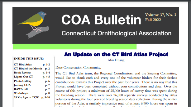 COA Bulletin, Hawk Watch & Membership Change - Connecticut ...